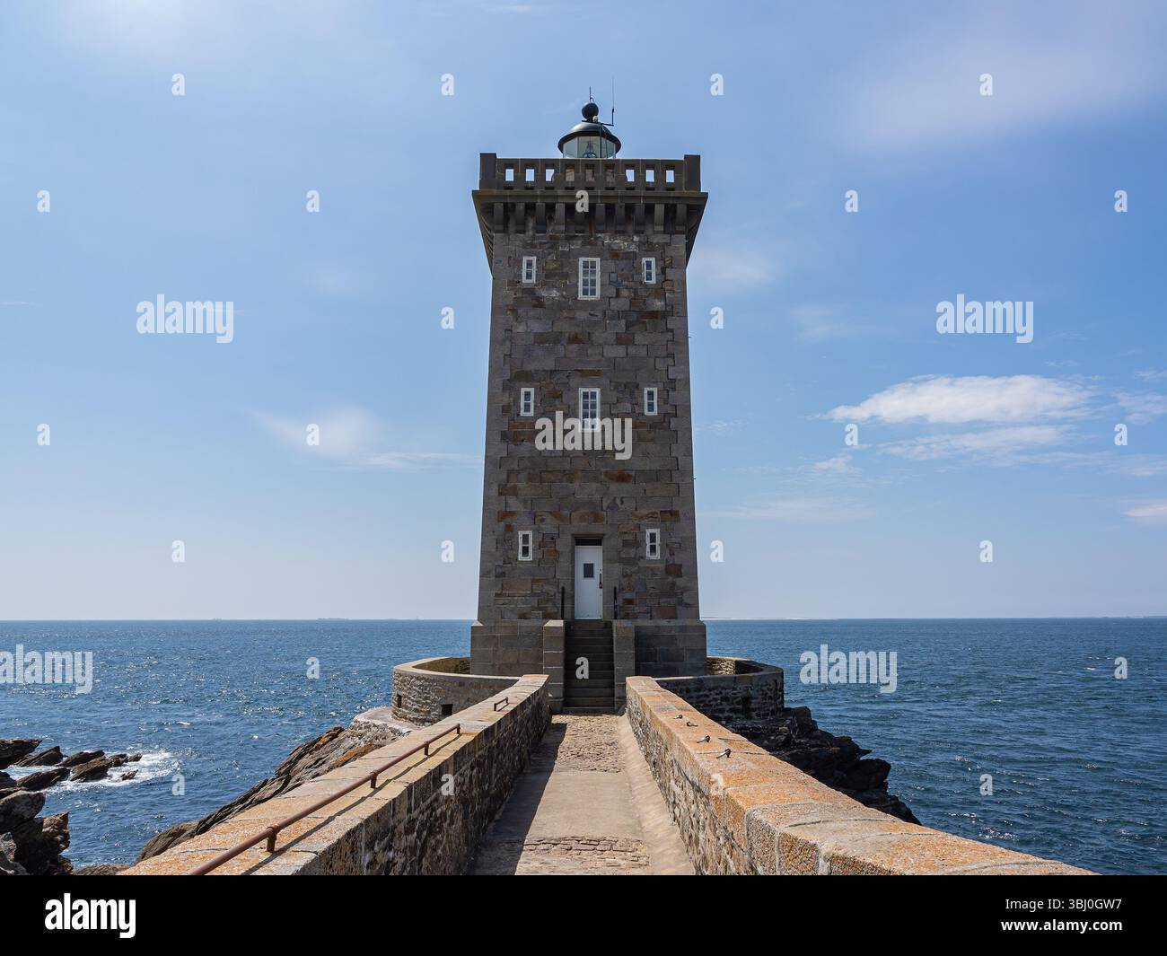 Symmetrical view of Kermorvan Lighthouse on the Atlantic coast of ...