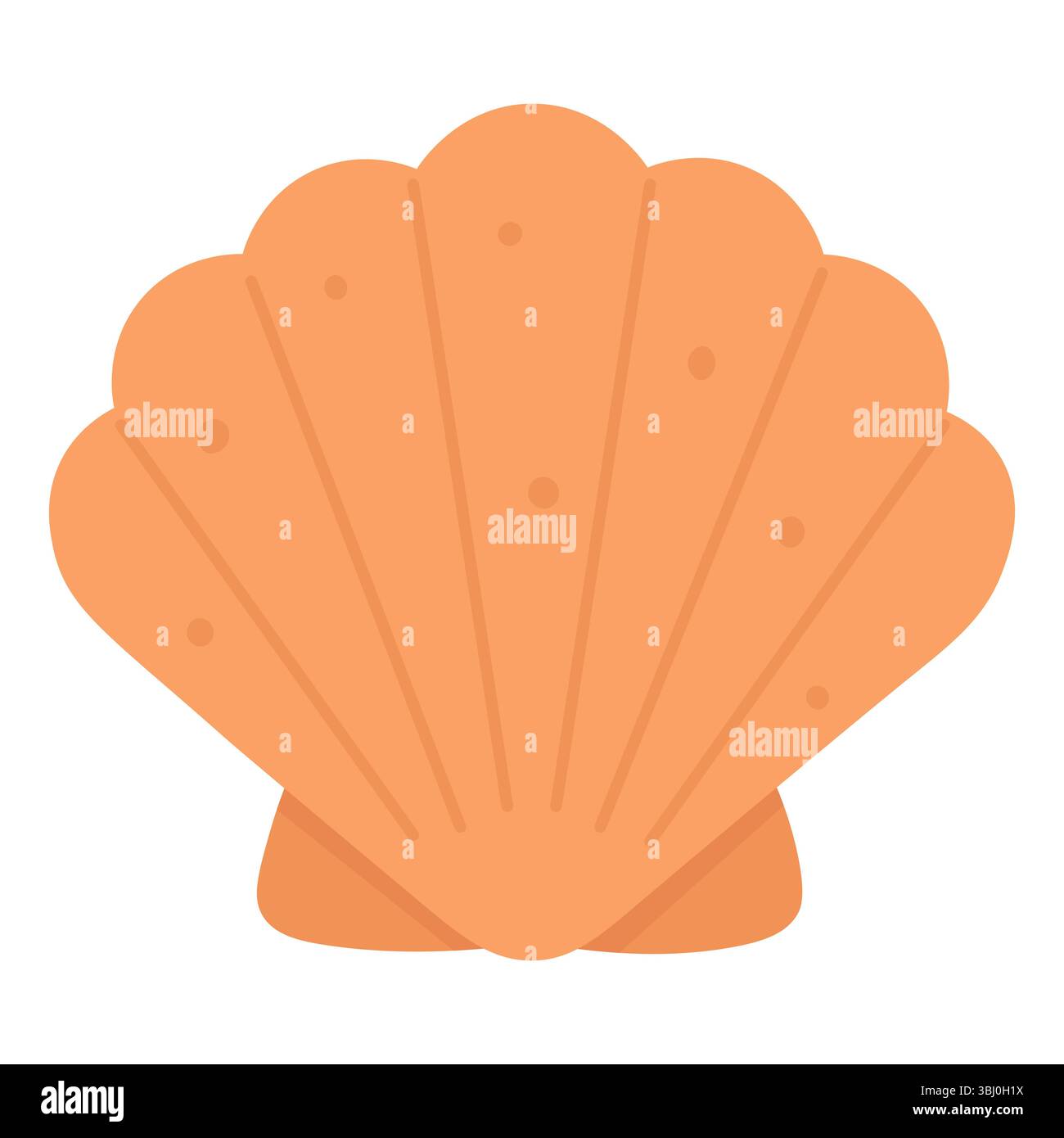 Simple flat orange scallop shell illustration in vector style perfect ...