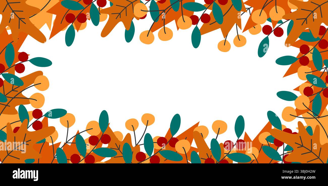Autumn leaves Template for Seasonal Holidays Thematic Text Rectangular ...