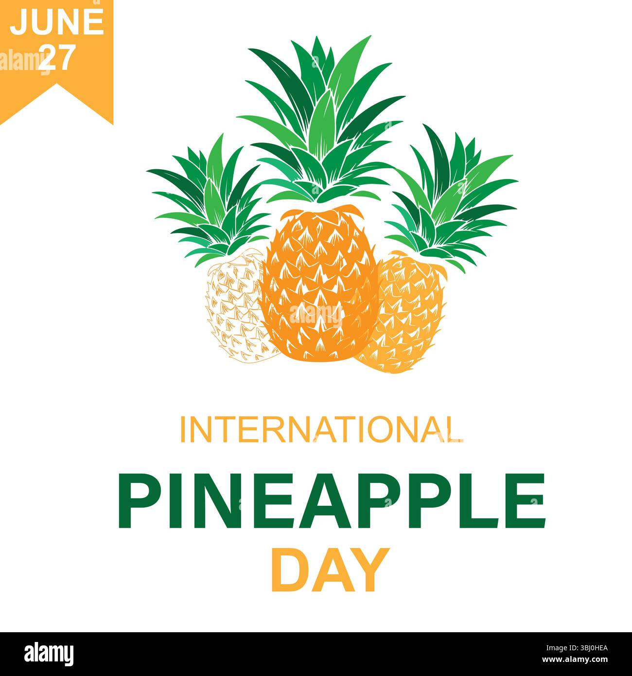 Fresh Pineapples Illustration for Pineapple Day on June 27 Stock Vector ...