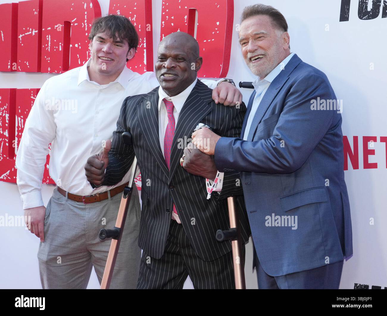 Los Angeles, USA. 11th June, 2025. (L-R) Sam Sulek, Ronnie Coleman and ...