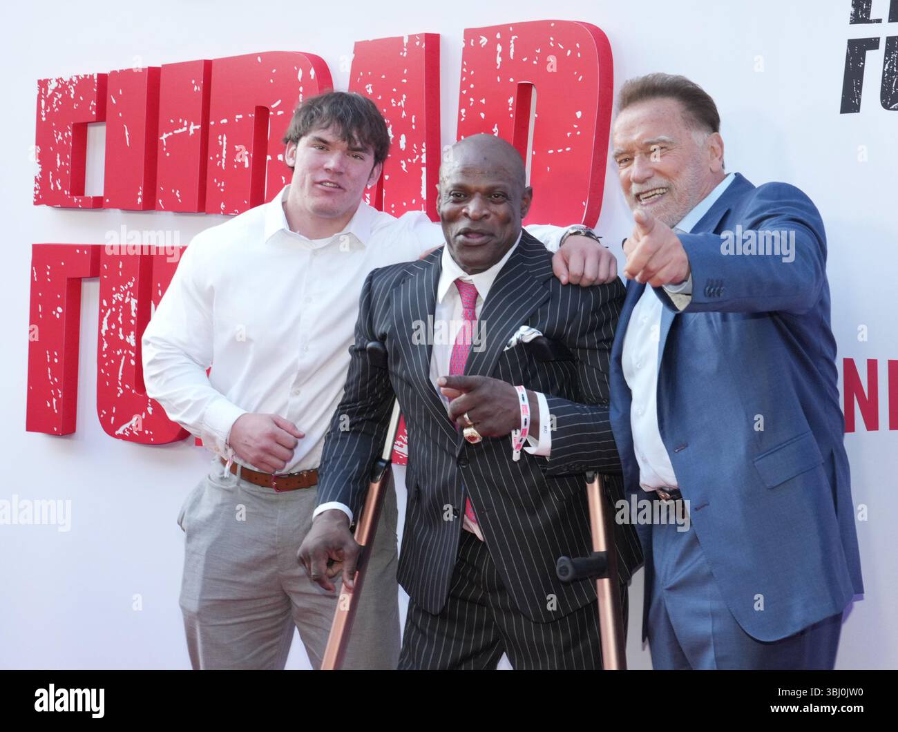 Los Angeles, USA. 11th June, 2025. (L-R) Sam Sulek, Ronnie Coleman and ...