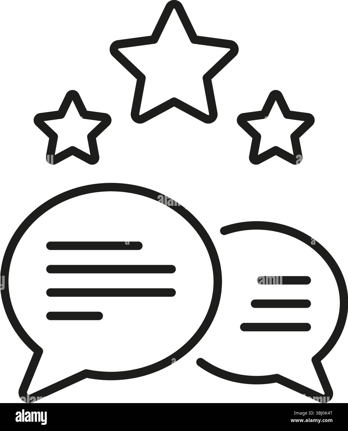 Speech Bubbles With Stars Line Icon. Customer Feedback, Review, And ...