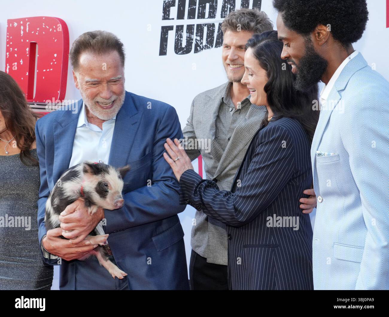 Los Angeles, USA. 11th June, 2025. (L-R) Arnold Schwarzenegger, Travis ...
