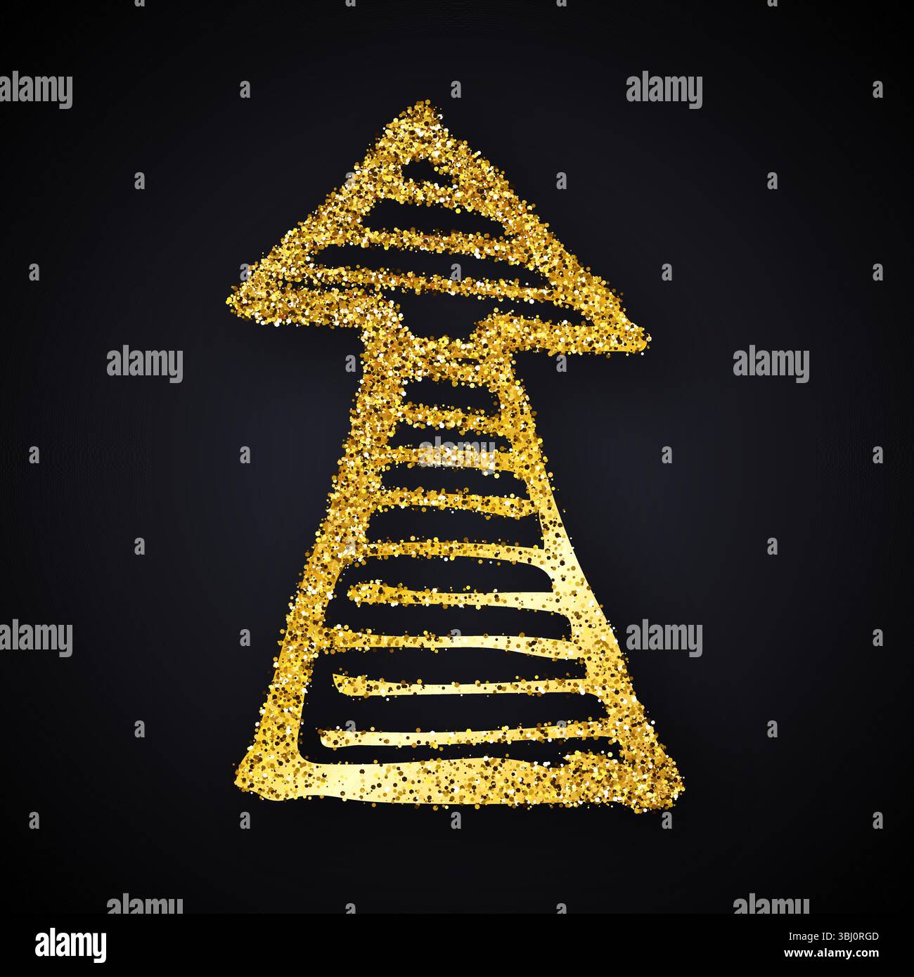 Gold glitter hand drawn arrow. Doodle arrow with gold glitter effect on ...