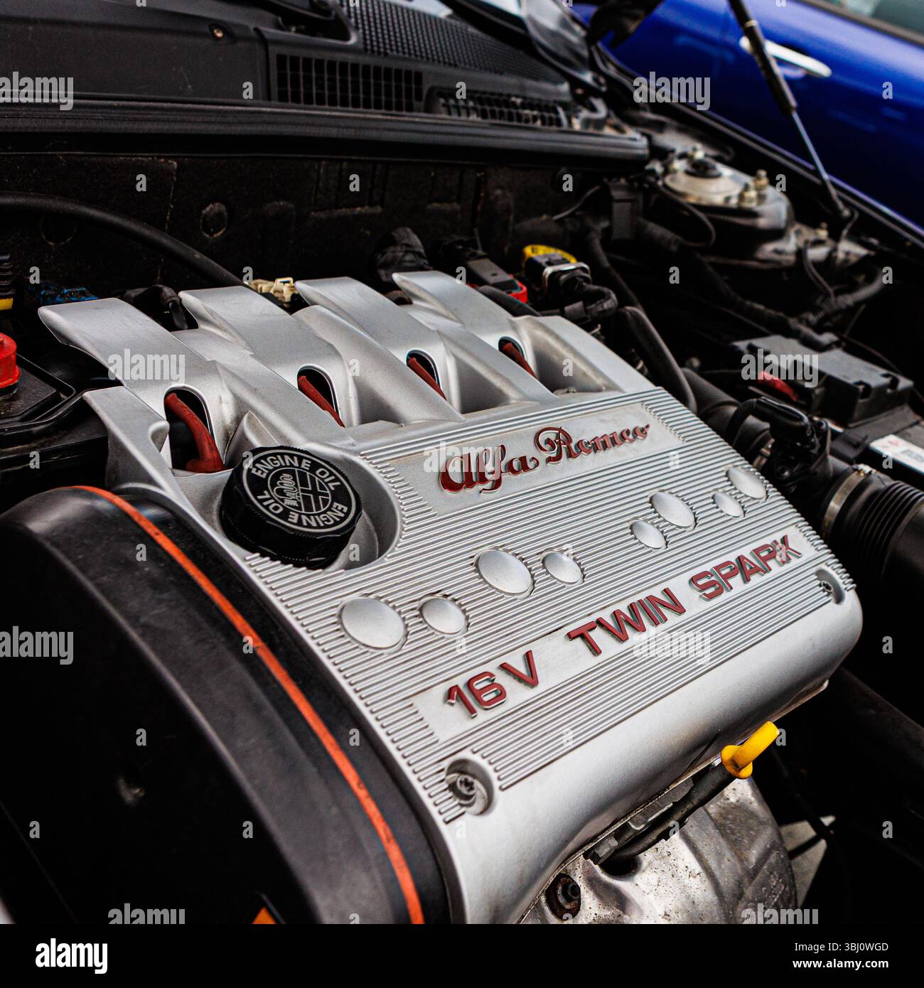 Kyiv, Ukraine - June 12, 2025: a classic Alfa Romeo Twin Spark engine ...