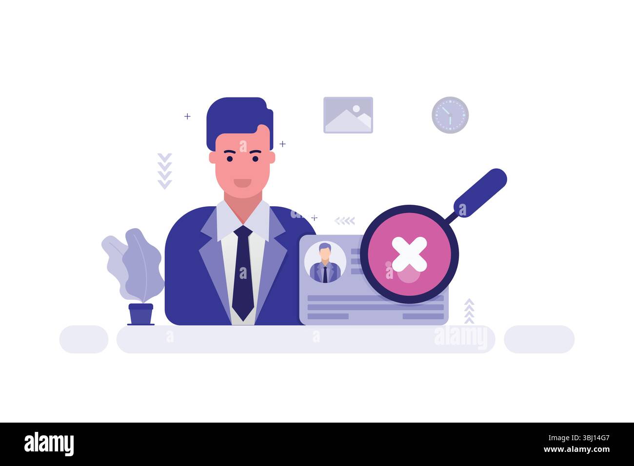 Vector illustration of cartoon businessman with magnifying glass ...