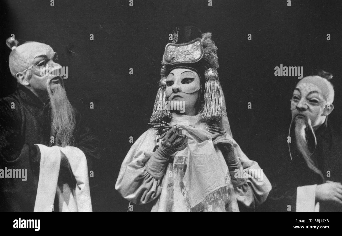 Stage actors during the theatre play The Caucasian Chalk Circle by ...