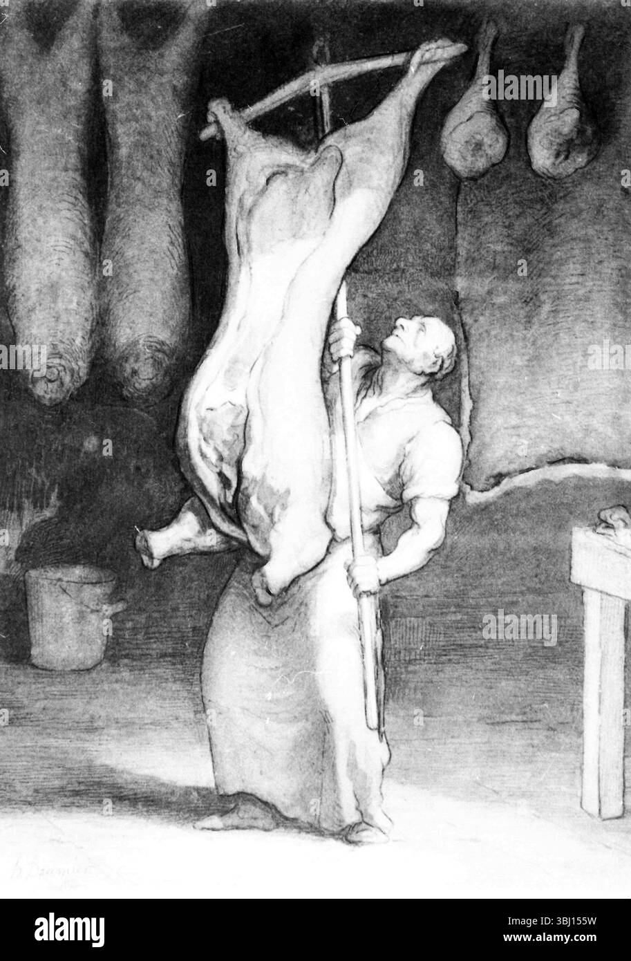 The Butcher, drawing by French artist Honore Daumier, 1800s Stock Photo ...