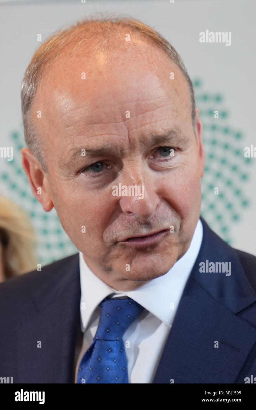 Taoiseach Micheal Martin speaks to the media after addressing the Ibec-CBI Joint Business ...