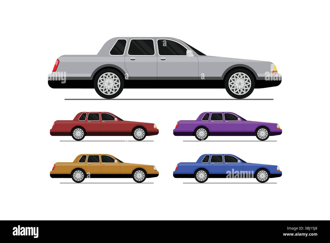 Classic Vintage Car Side View – Vector Illustration in Multiple Colors ...