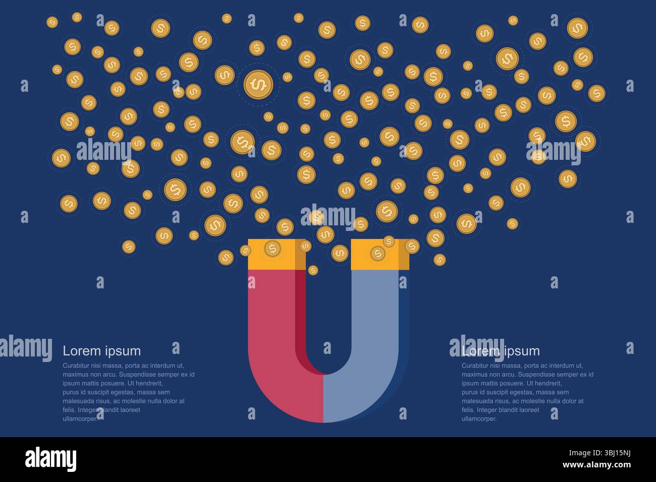 Magnet Attracting Money – Gold Coins Rising from a Red and Blue ...