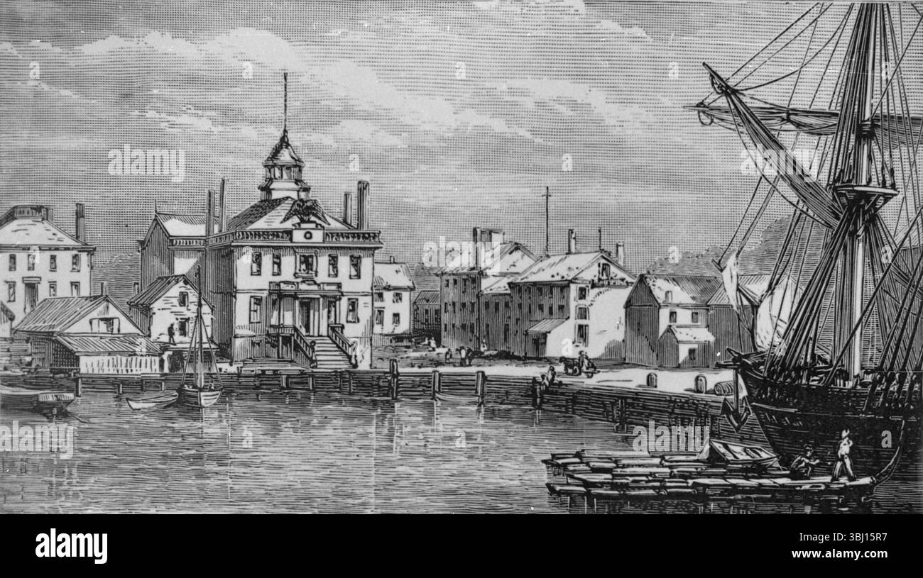 Custom House, Salem USA, drawing 1800s Stock Photo - Alamy