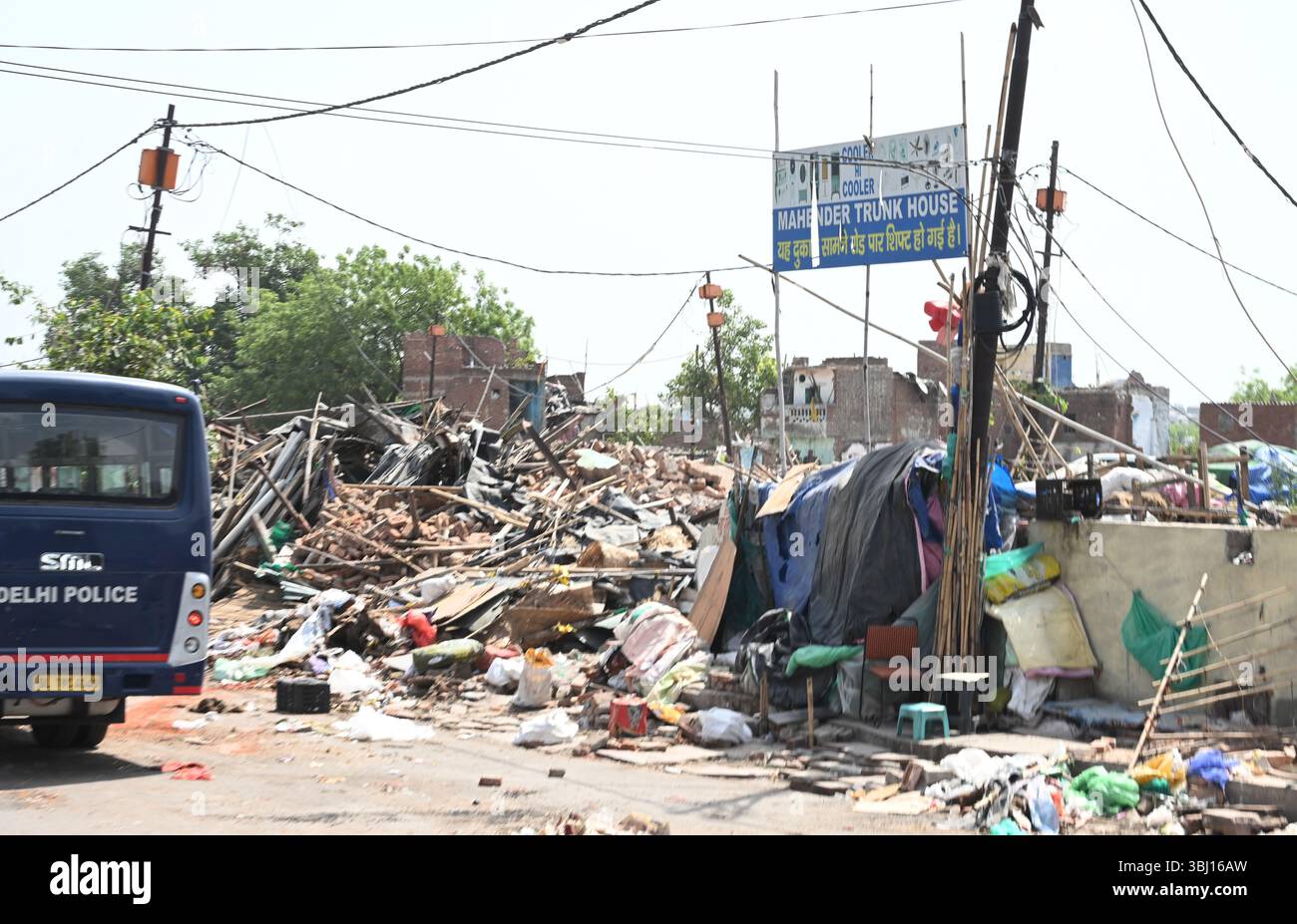 A demolition drive underway at South Delhi's Kalkaji Colony's Bhoomihin ...
