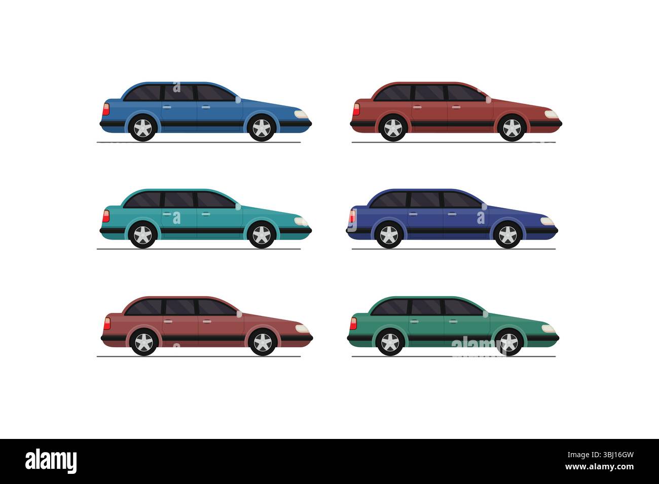 Classic Vintage Car Side View – Vector Illustration in Multiple Colors ...