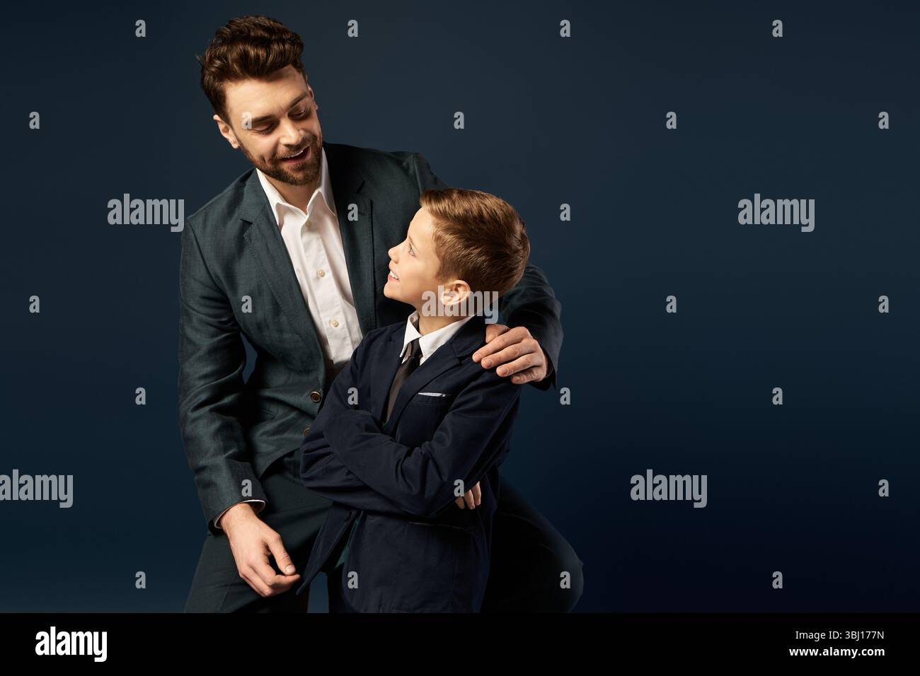 Father and son share a heartfelt moment, reflecting joy and connection ...