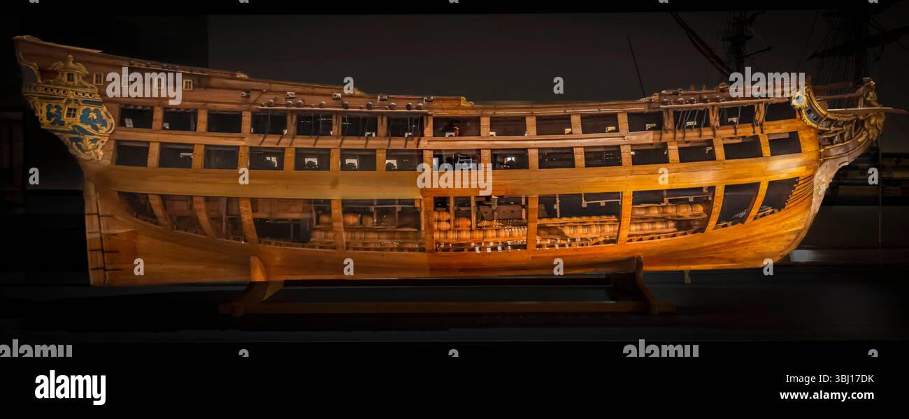 Paris, France - 05 09 2025: National Maritime Museum. Detail Model of a ...