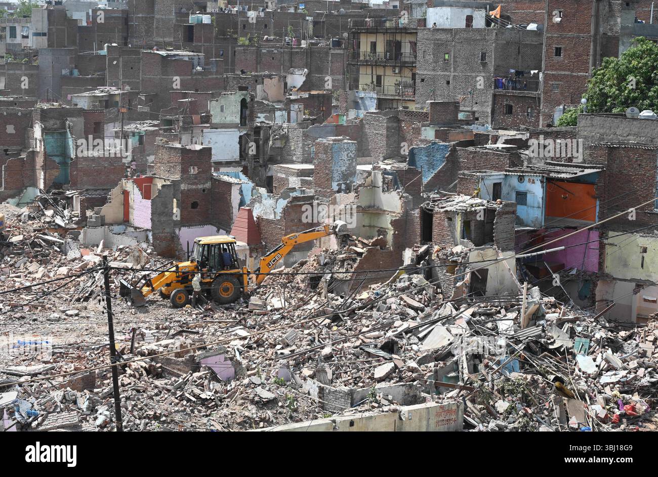 June 11, 2025, New Delhi, India: A demolition drive underway at South ...