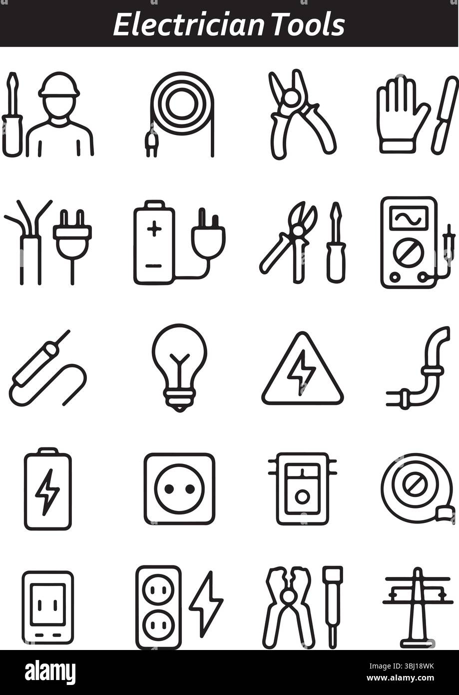 Electrical Tools Line Icon Set Stock Vector Image & Art - Alamy