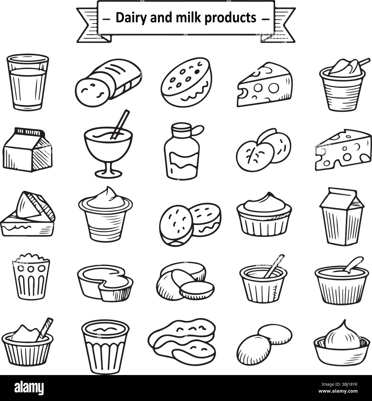 Dairy sour milk products Black and White Stock Photos & Images - Alamy