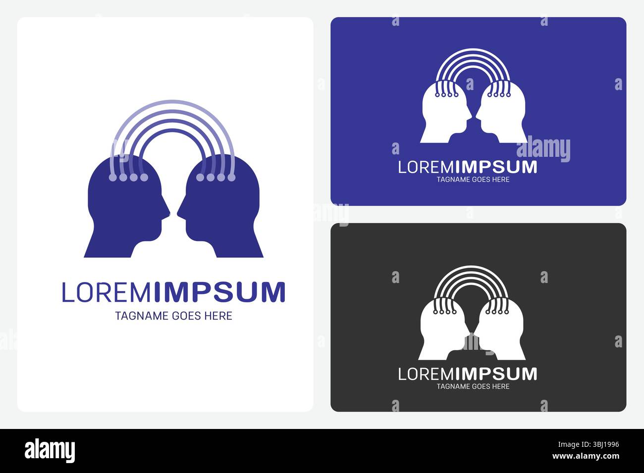 Mind Connection Logo Template. This logo shows two blue human heads ...