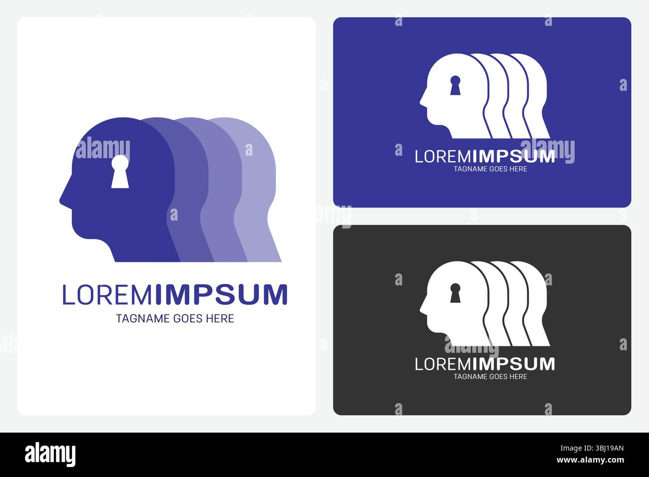 Neuro Unlock Logo Template. This logo has four human heads, overlapping ...