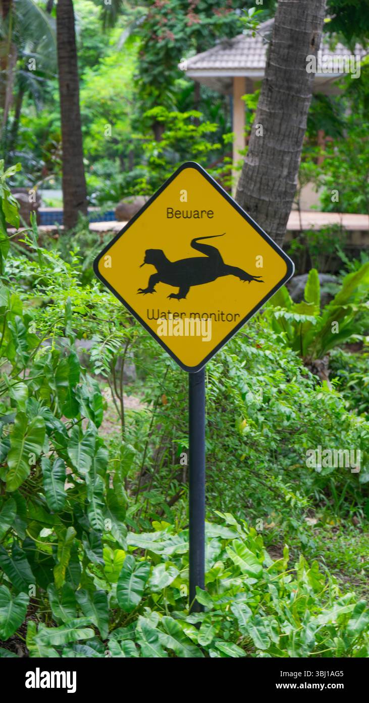 Monitor Lizard warning sign Stock Photo - Alamy