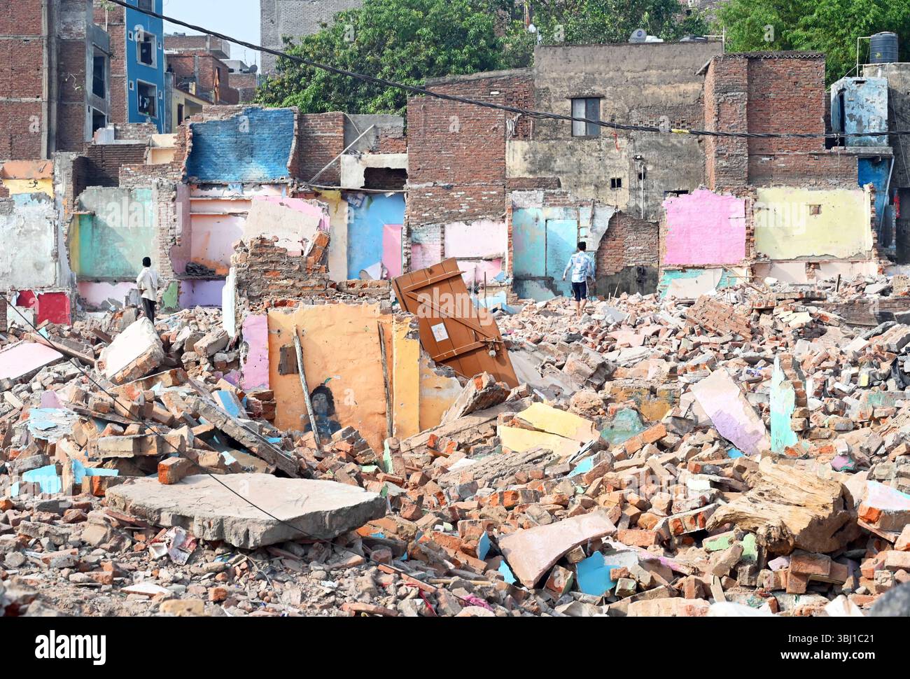 NEW DELHI, INDIA - JUNE 12: View of debris at Bhoomiheen Camp at ...