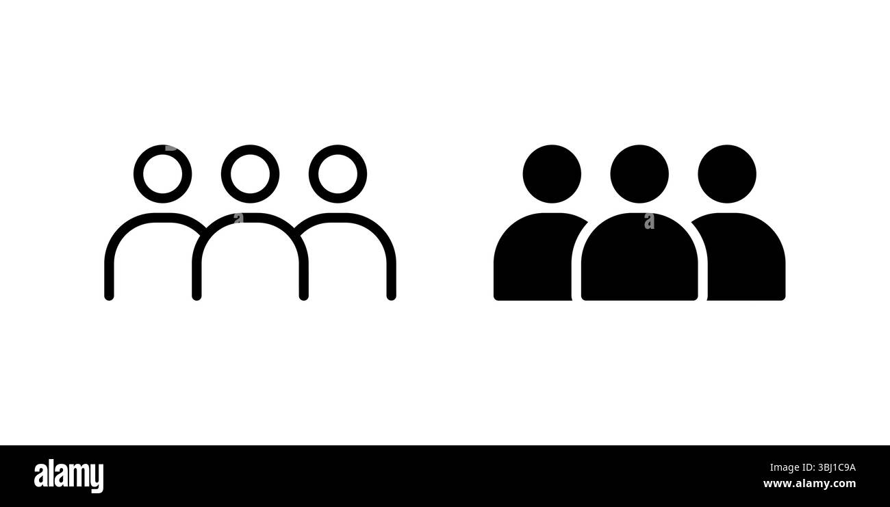 Team Icon Set. A black icon of a team symbol, representing group ...
