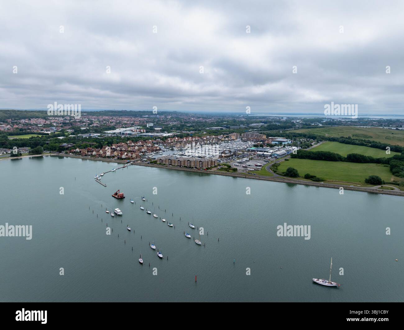 Aerial view of Port Solent in Hampshire. View from the harbour ...