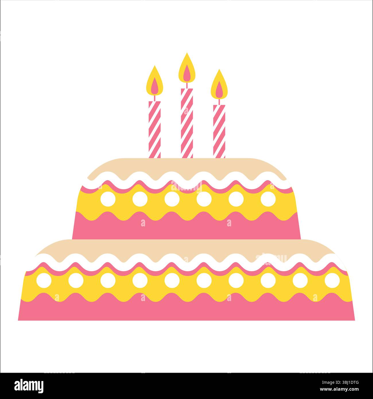 Colorful birthday cake. Three tier cake with decorative frosting Stock ...