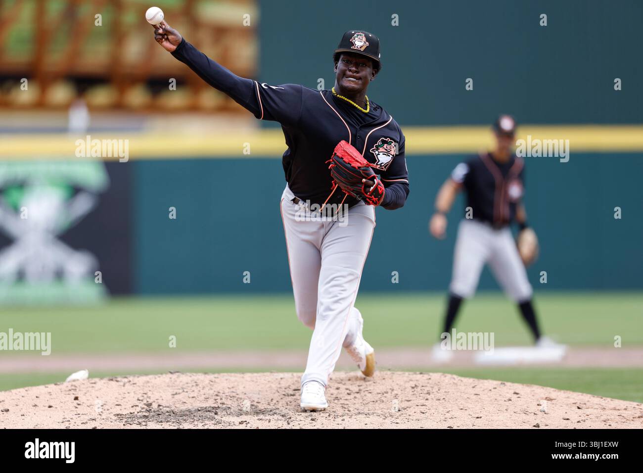 Columbus Clingstones relief pitcher Elison Joseph (61) in action ...