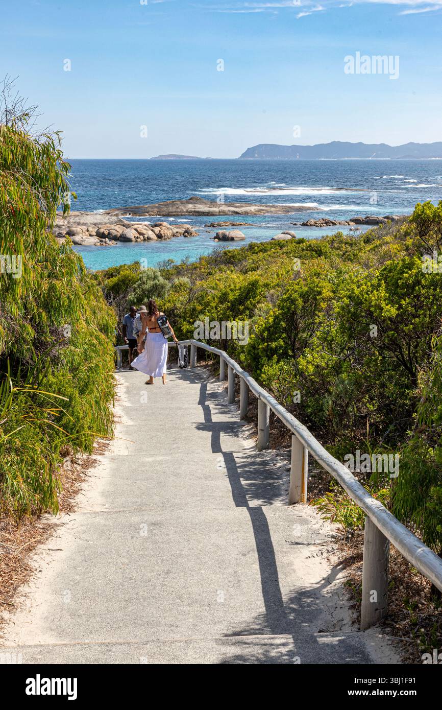 The steps down to the Southern Ocean at Greens Pool on the edge of ...
