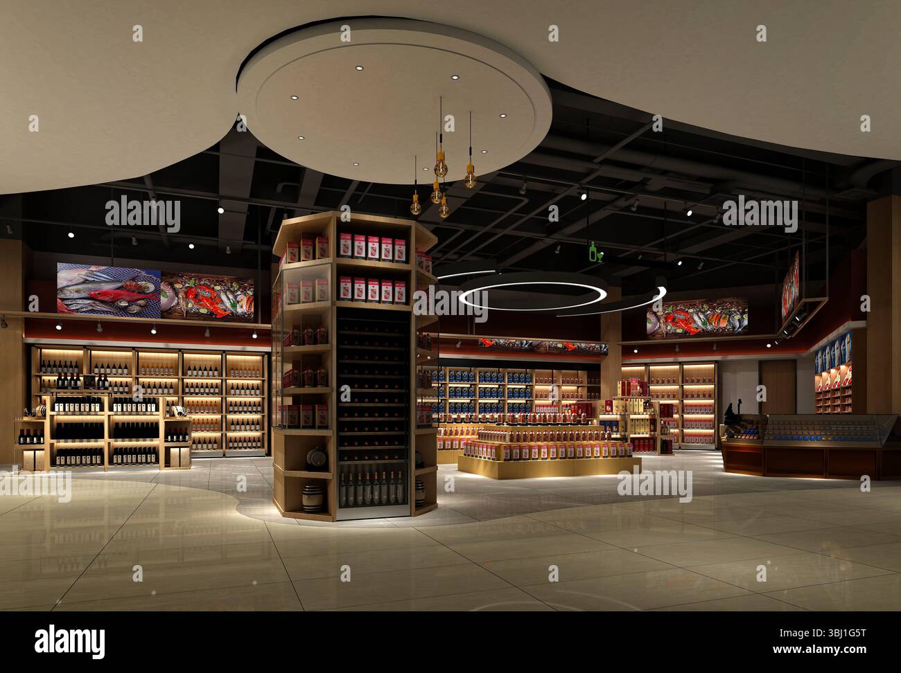 3d render supermarket grocery shop Stock Photo - Alamy