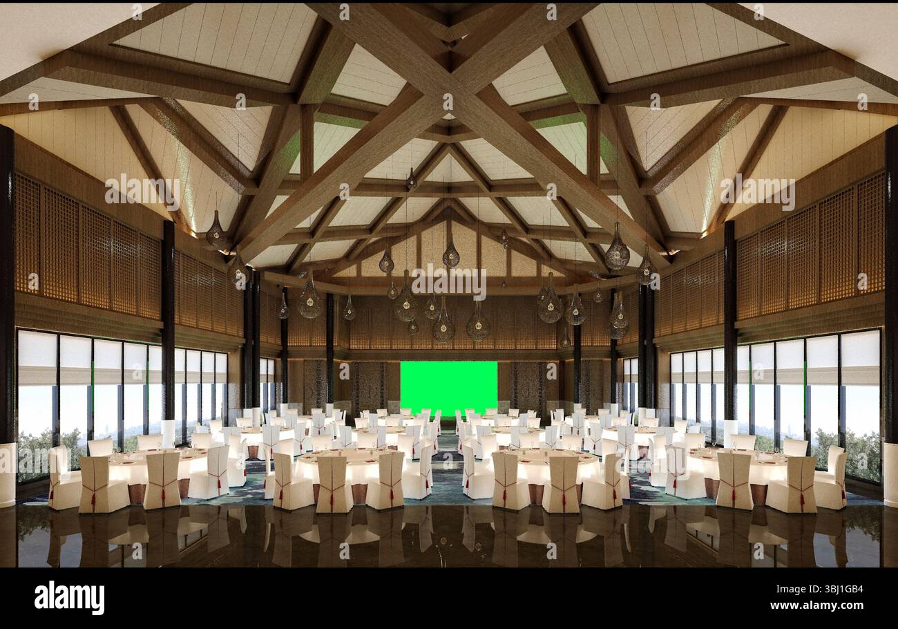3d render restaurant cafeteria interior Stock Photo - Alamy