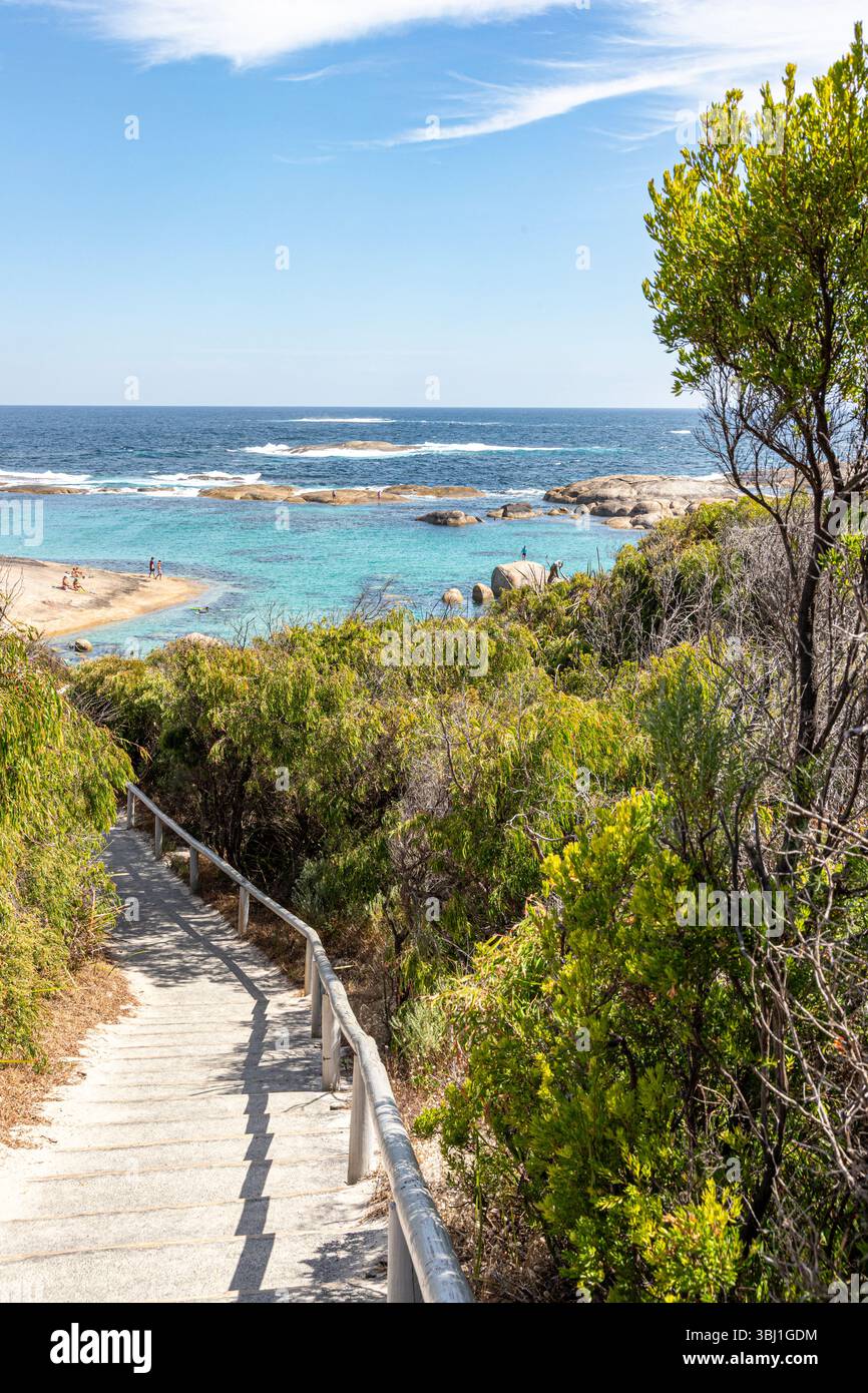 The steps down to the Southern Ocean at Greens Pool on the edge of ...