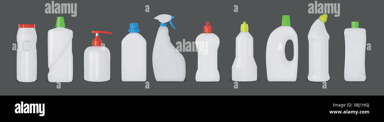 Cleaner bottle. Cleaning detergent container. Realistic bathroom ...
