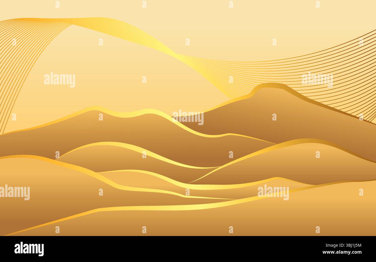 Desert landscape flat vector background. Mountain Desert Art Vector ...