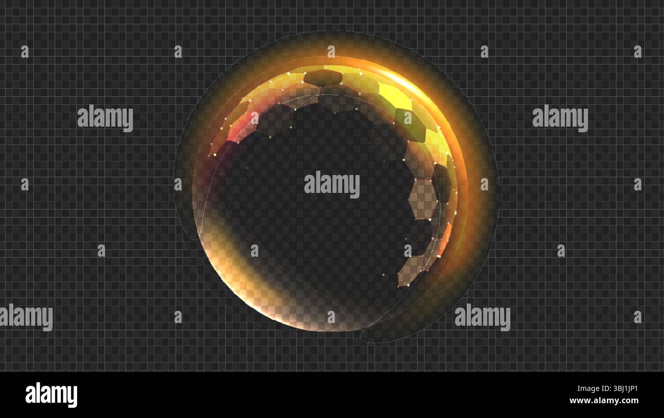 Gold sphere shield hexagon. 3d energy protect background. Tech ball ...