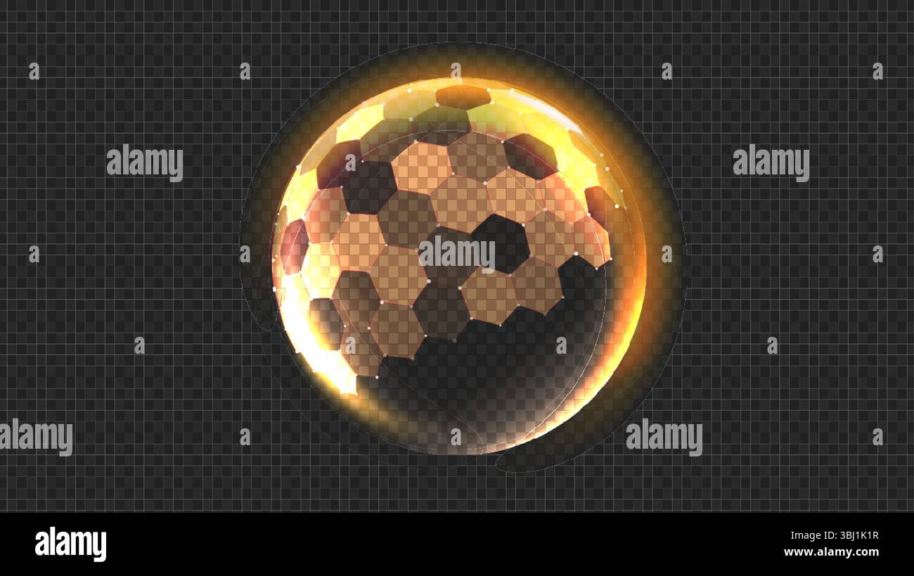 Gold sphere shield hexagon. 3d energy protect background. Tech ball ...
