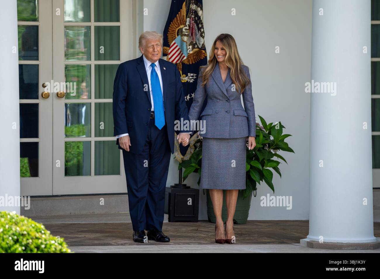 President Donald Trump and First Lady Melania Trump participate in a ...