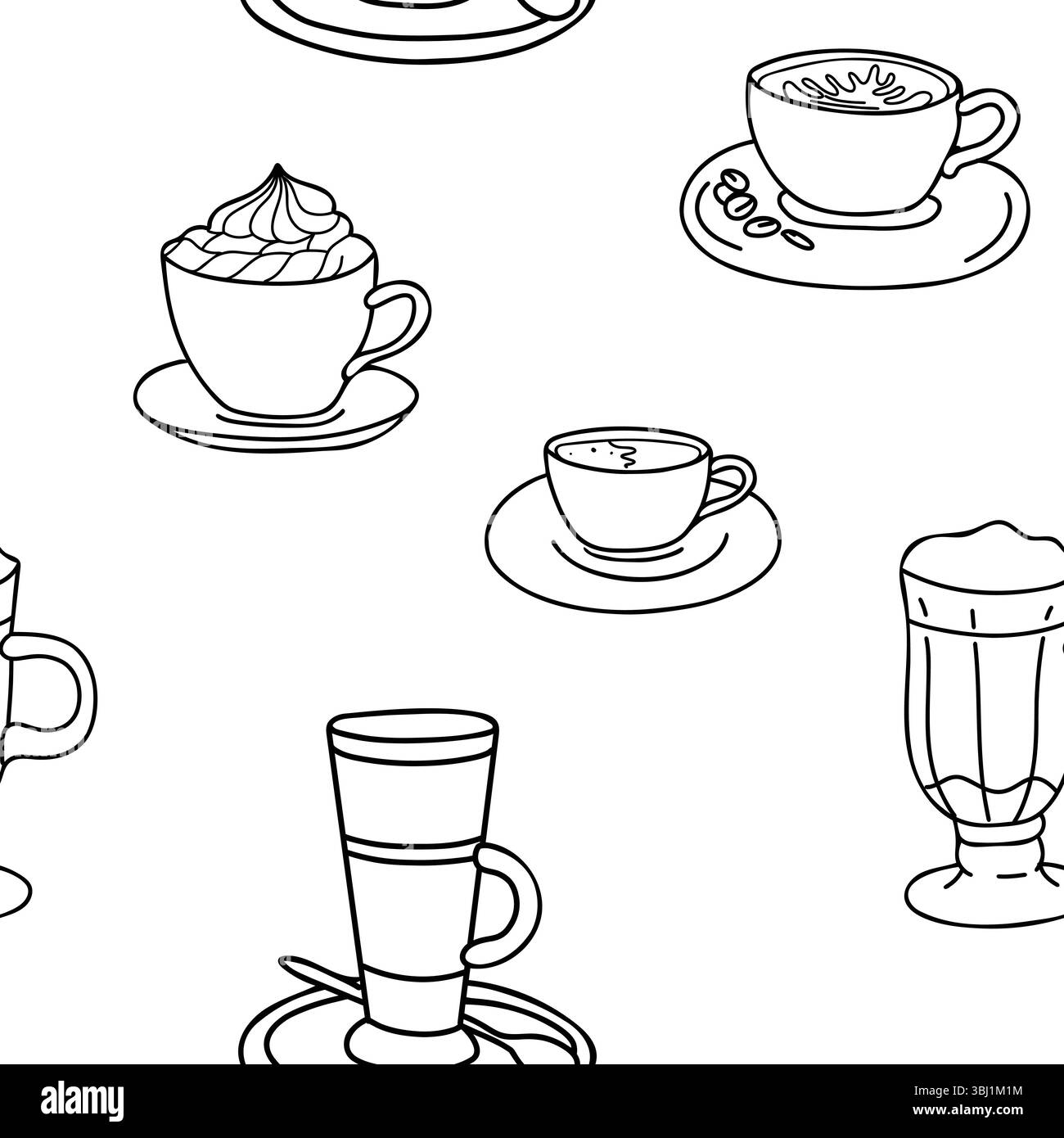 Coffee Seamless Pattern. Cappuccino, Americano or Espresso, with ...