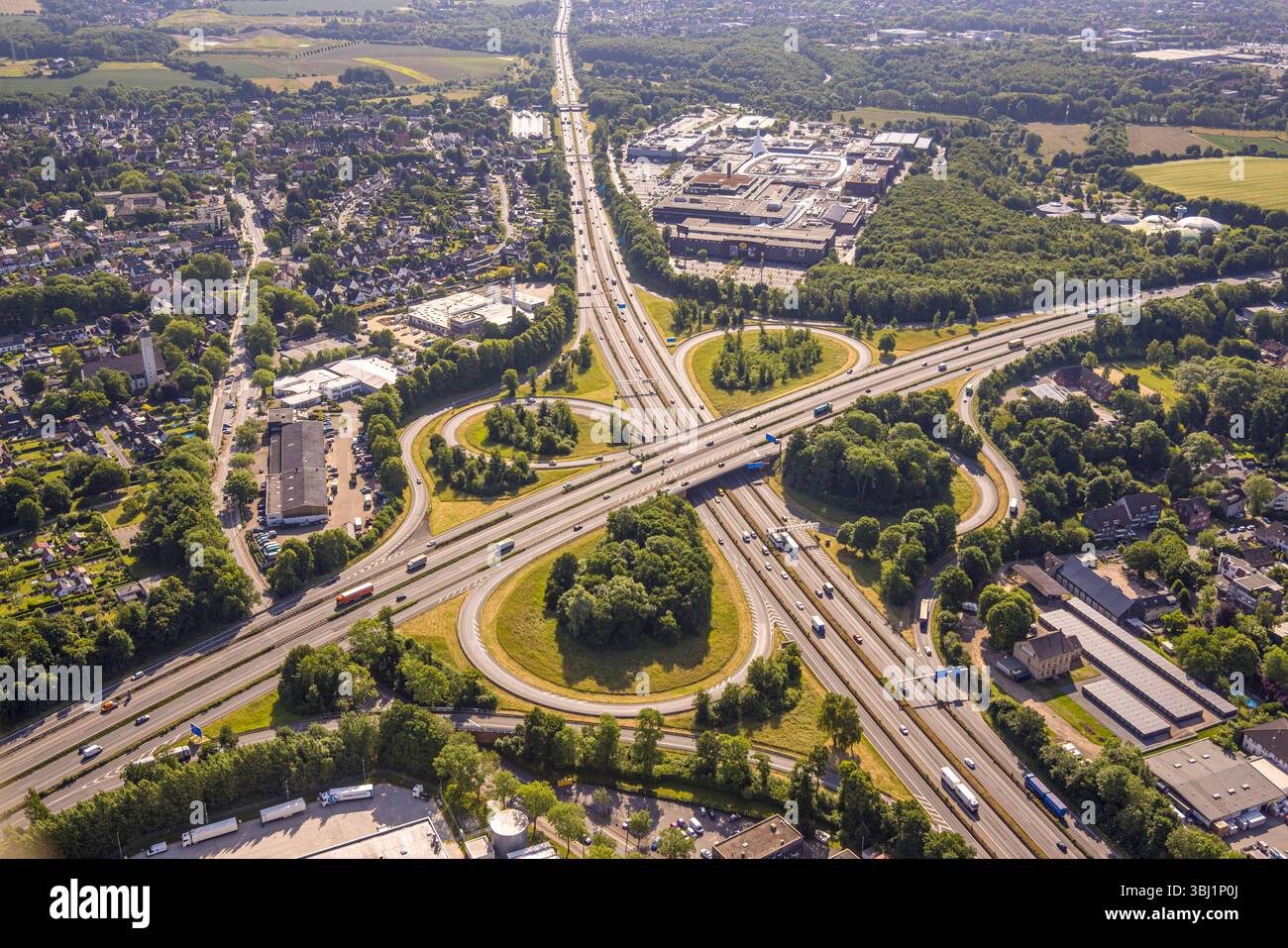 Luftbild, Autobahnkreuz Bochum der Autobahn A43 und Autobahn A40, oben ...