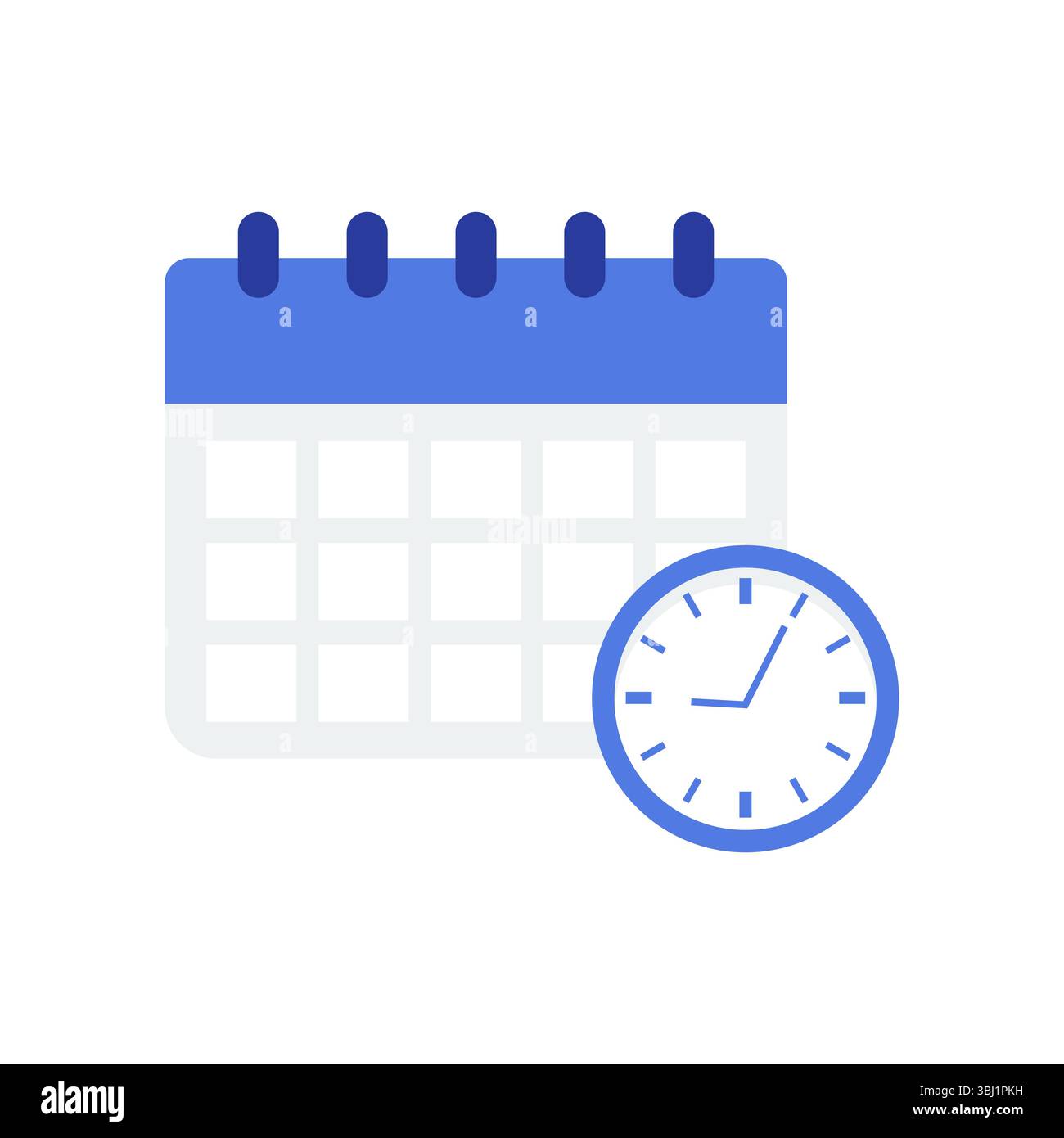 Blue and White Calendar with Clock for Schedule and Time Management ...