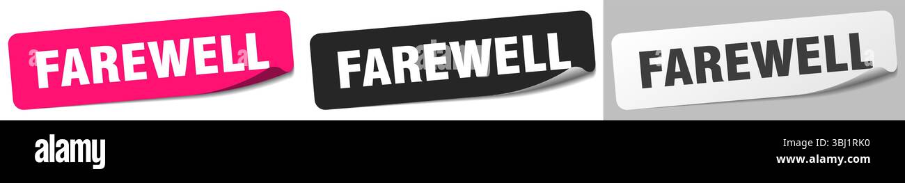 farewell sticker. farewell sticker set isolated on white background ...