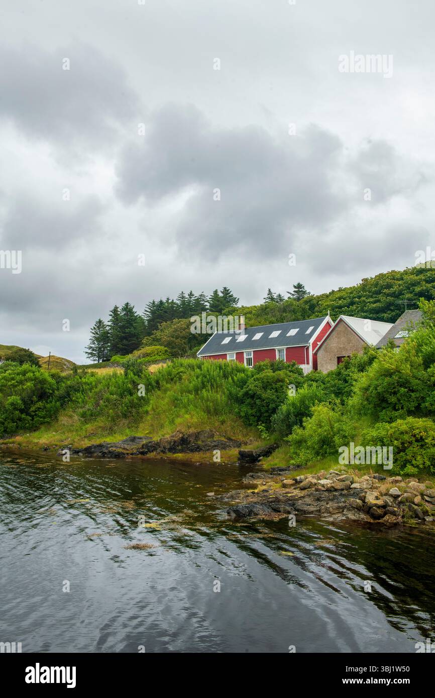 The village of Voe in Shetland with its historic sail loft, now a ...