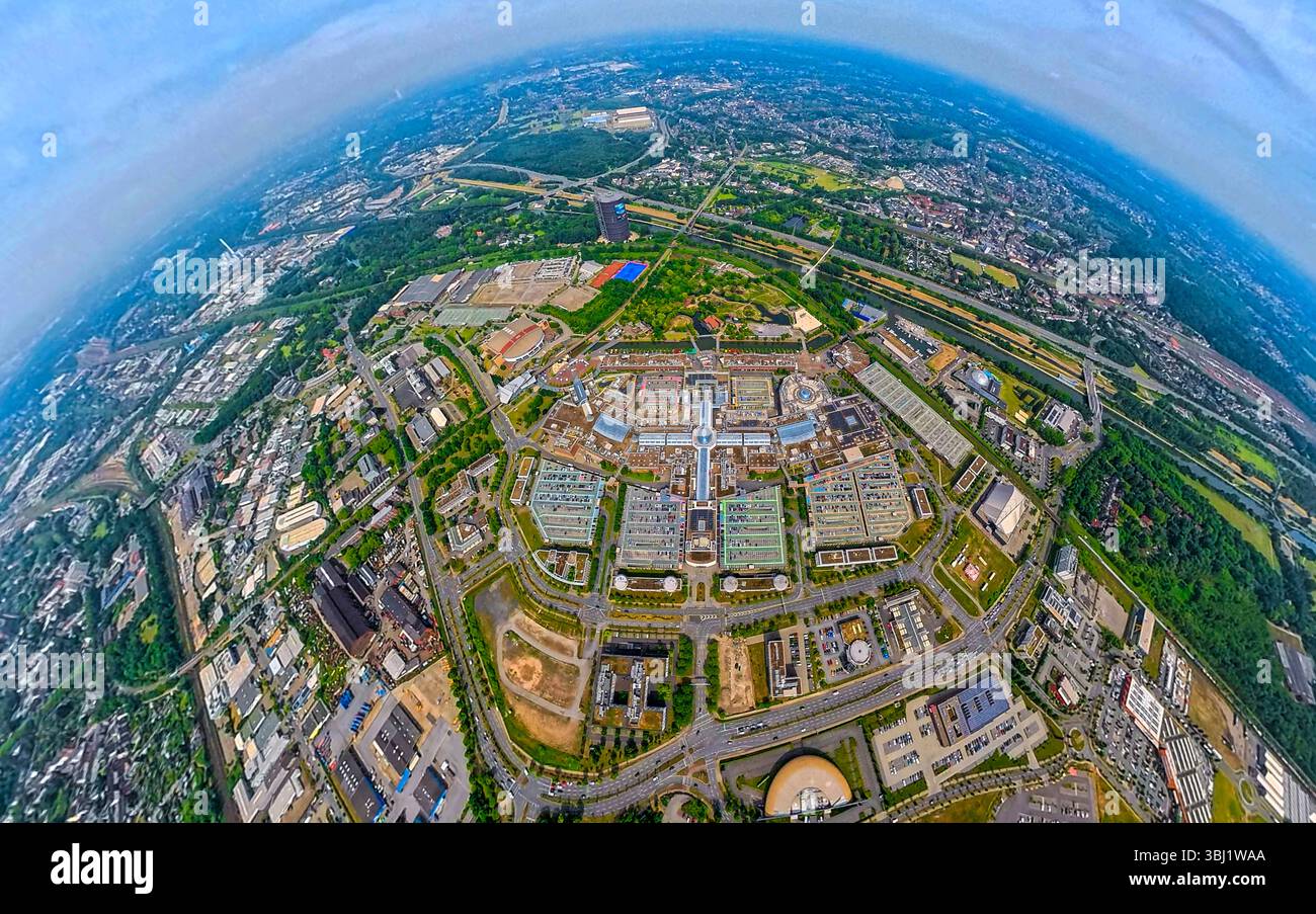 Luftbild, Westfield Centro Einkaufszentrum Neue Mitte mit Gasometer, Autobahn A42 und Fluss ...