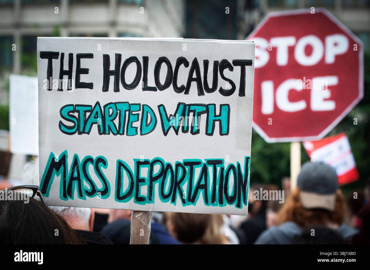 Union Protest of ICE raids, Boston, MA, USA. 9 June 2025. Hundreds of ...