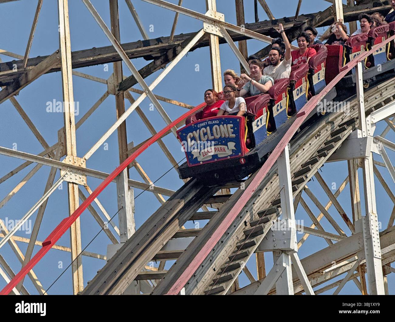 The famous, classic Cyclone Roller Coaster at Coney Island, Brooklyn ...