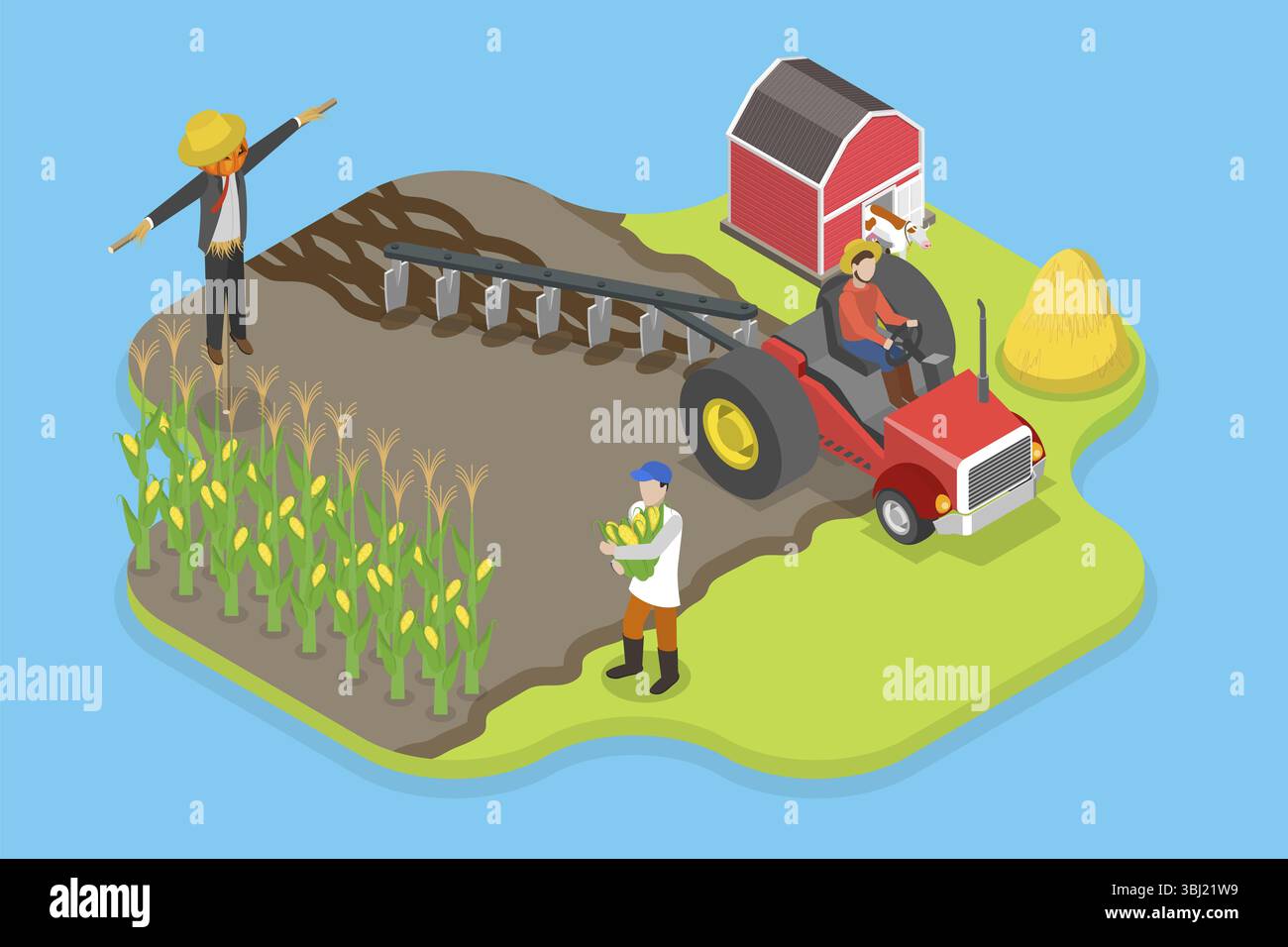 3D Isometric Flat Illustration of Agricultural Workers, Farming And ...